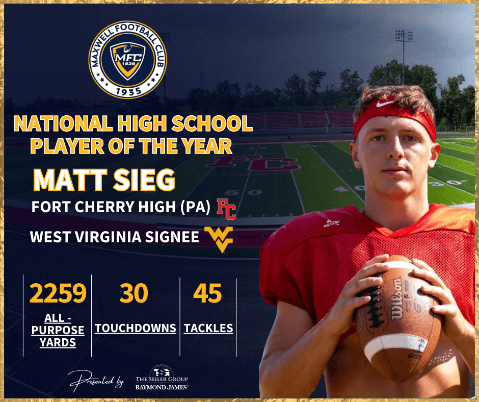 Maxwell Football Club Names Matt Sieg as 2025 National High School ...